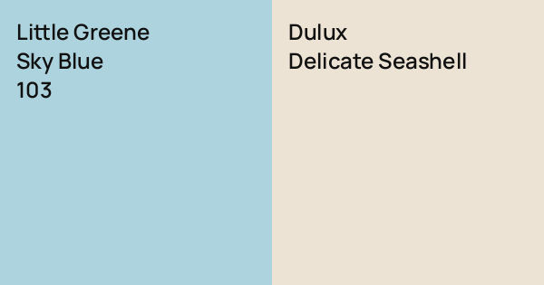 Little Greene Sky Blue vs. Dulux Delicate Seashell comparison