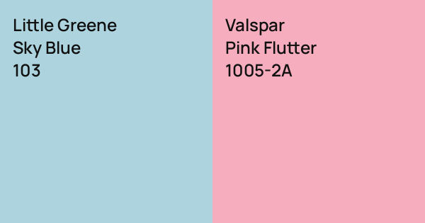 Little Greene Sky Blue vs. Valspar Pink Flutter comparison