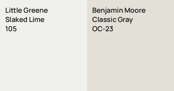 Little Greene Slaked Lime vs. Benjamin Moore Classic Gray comparison