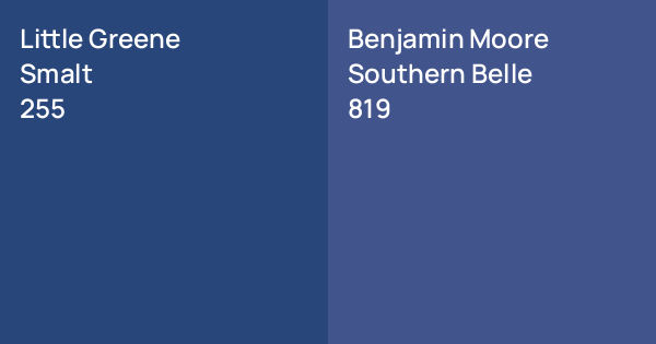 Little Greene Smalt vs. Benjamin Moore Southern Belle comparison