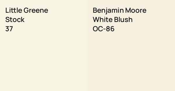 Little Greene Stock vs. Benjamin Moore White Blush comparison