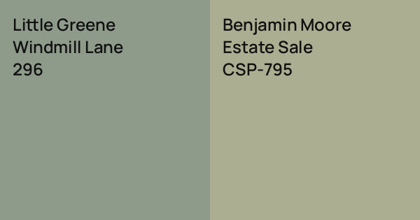 Little Greene Windmill Lane vs. Benjamin Moore Estate Sale comparison