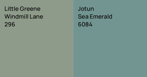 Little Greene Windmill Lane vs. Jotun Sea Emerald comparison