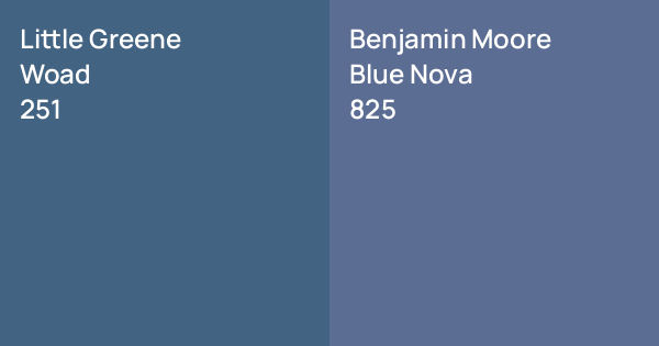 Little Greene Woad vs. Benjamin Moore Blue Nova comparison