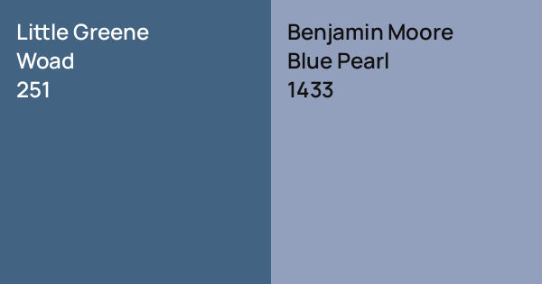 Little Greene Woad vs. Benjamin Moore Blue Pearl comparison