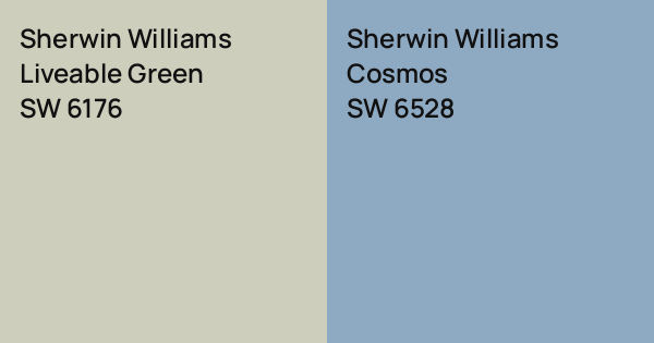 Sherwin Williams Liveable Green vs. Sherwin Williams Cosmos comparison