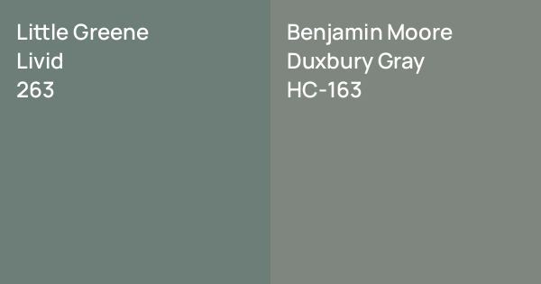 Little Greene Livid vs. Benjamin Moore Duxbury Gray comparison