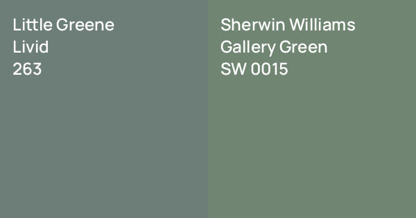 Little Greene Livid vs. Sherwin Williams Gallery Green comparison