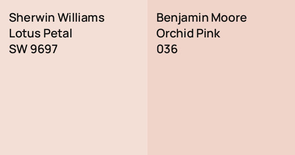 Sherwin Williams Lotus Petal vs. Benjamin Moore Orchid Pink comparison
