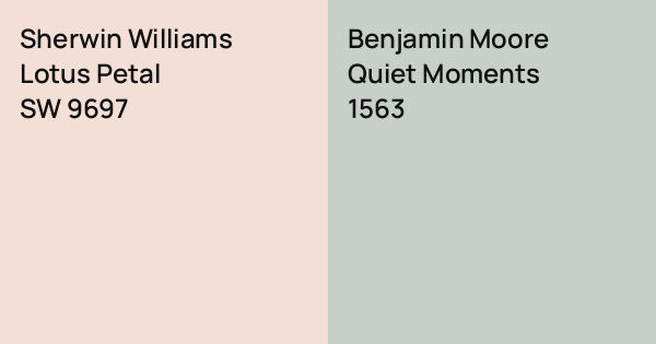 Sherwin Williams Lotus Petal vs. Benjamin Moore Quiet Moments comparison