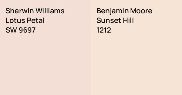 Sherwin Williams Lotus Petal vs. Benjamin Moore Sunset Hill comparison
