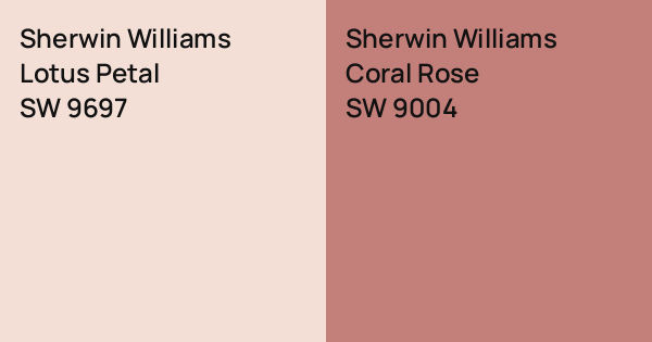 Sherwin Williams Lotus Petal vs. Sherwin Williams Coral Rose comparison