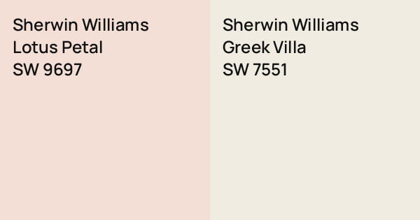 Sherwin Williams Lotus Petal vs. Sherwin Williams Greek Villa comparison