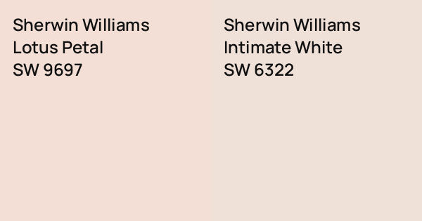 Sherwin Williams Lotus Petal vs. Sherwin Williams Intimate White comparison