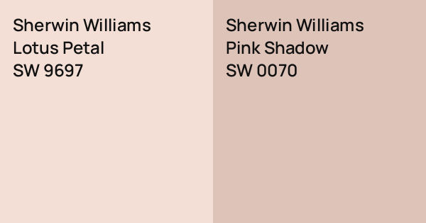 Sherwin Williams Lotus Petal vs. Sherwin Williams Pink Shadow comparison