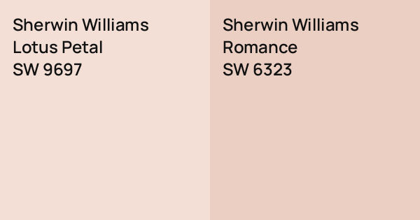 Sherwin Williams Lotus Petal vs. Sherwin Williams Romance comparison