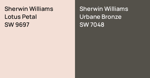 Sherwin Williams Lotus Petal vs. Sherwin Williams Urbane Bronze comparison