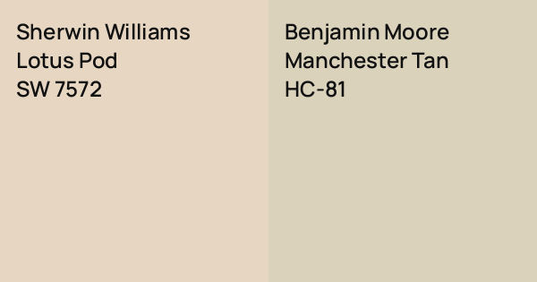 Sherwin Williams Lotus Pod vs. Benjamin Moore Manchester Tan comparison