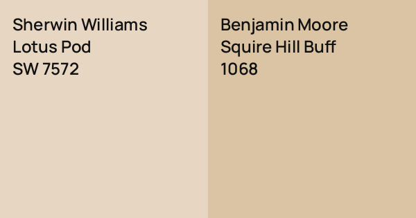Sherwin Williams Lotus Pod vs. Benjamin Moore Squire Hill Buff comparison