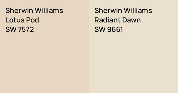 Sherwin Williams Lotus Pod Vs Sherwin Williams Radiant Dawn Comparison