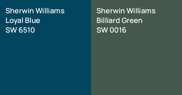 Sherwin Williams Loyal Blue vs. Sherwin Williams Billiard Green comparison
