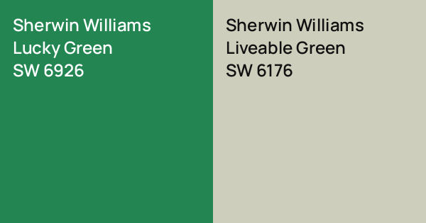 Sherwin Williams Lucky Green vs. Sherwin Williams Liveable Green comparison