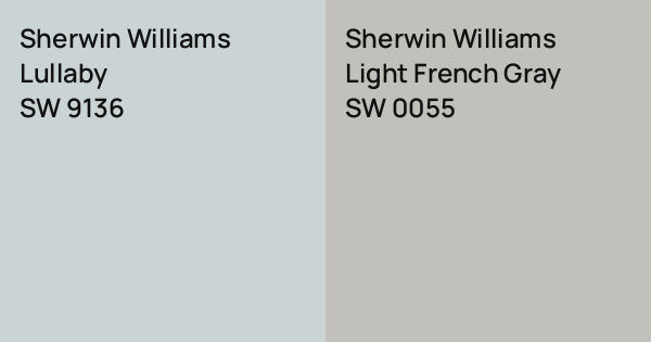 Sherwin Williams Lullaby vs. Sherwin Williams Light French Gray comparison