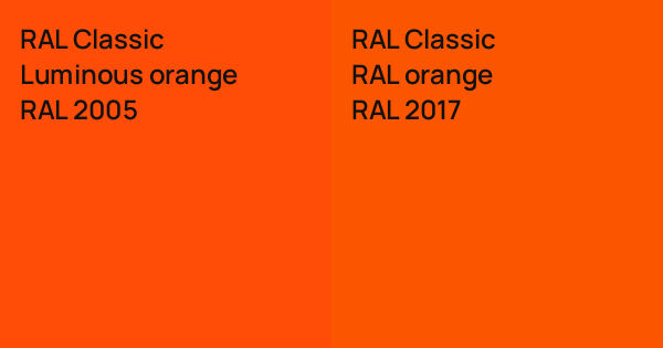 RAL Classic Luminous orange vs. RAL Classic RAL orange comparison