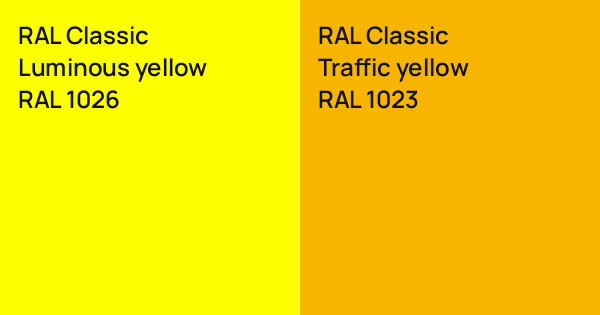 RAL Classic Luminous yellow vs. RAL Classic Traffic yellow comparison