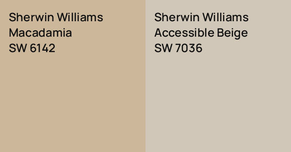 Sherwin Williams Macadamia vs. Sherwin Williams Accessible Beige comparison