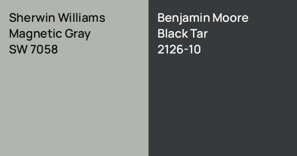 Sherwin Williams Magnetic Gray vs. Benjamin Moore Black Tar comparison