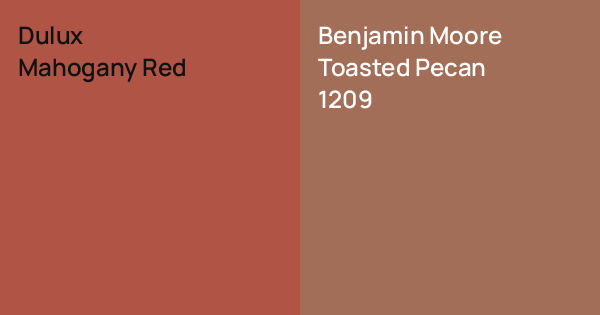 Dulux Mahogany Red vs. Benjamin Moore Toasted Pecan comparison