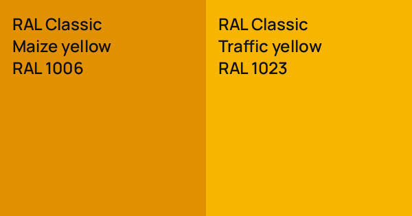 RAL Classic Maize yellow vs. RAL Classic Traffic yellow comparison