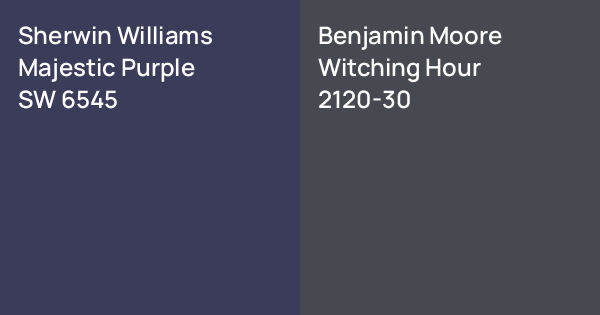Sherwin Williams Majestic Purple vs. Benjamin Moore Witching Hour ...