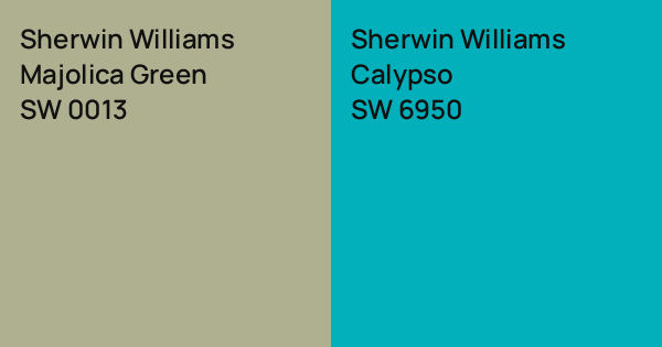 Sherwin Williams Majolica Green vs. Sherwin Williams Calypso comparison