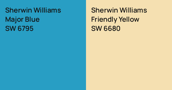 Sherwin Williams Major Blue vs. Sherwin Williams Friendly Yellow comparison