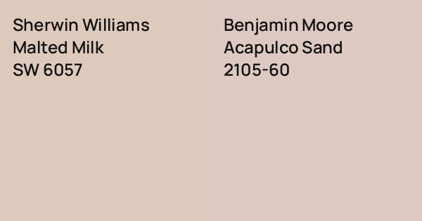 Sherwin Williams Malted Milk vs. Benjamin Moore Acapulco Sand comparison
