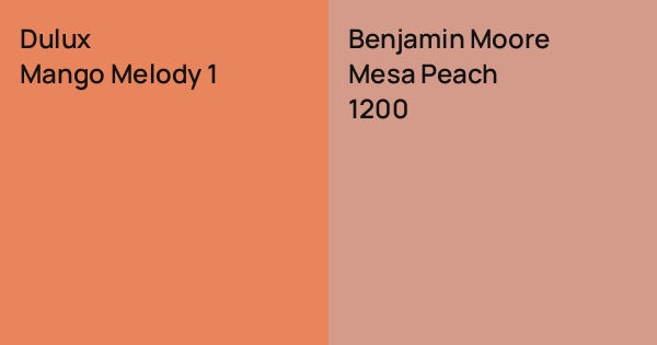 Dulux Mango Melody 1 vs. Benjamin Moore Mesa Peach comparison