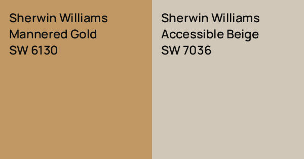 Sherwin Williams Mannered Gold vs. Sherwin Williams Accessible Beige ...