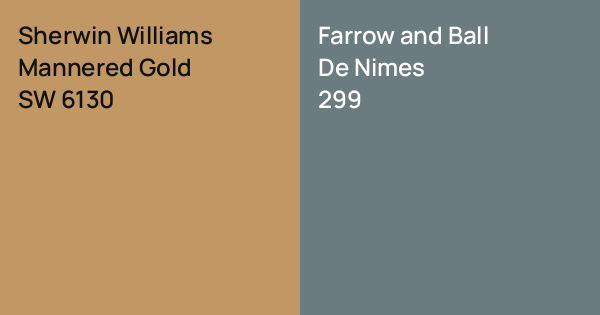 Sherwin Williams Mannered Gold vs. Farrow and Ball De Nimes comparison