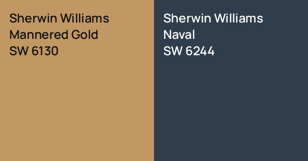 Sherwin Williams Mannered Gold vs. Sherwin Williams Naval comparison