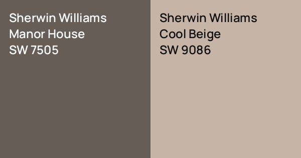 Sherwin Williams Manor House vs. Sherwin Williams Cool Beige comparison