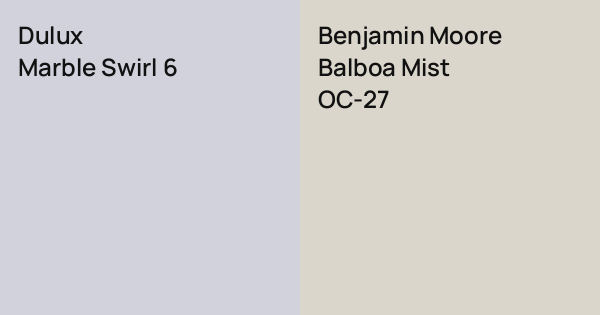 Dulux Marble Swirl 6 vs. Benjamin Moore Balboa Mist comparison