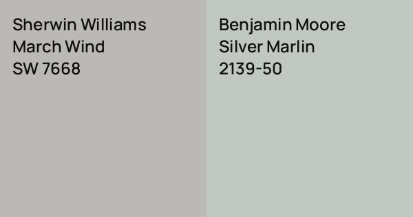 Sherwin Williams March Wind vs. Benjamin Moore Silver Marlin comparison