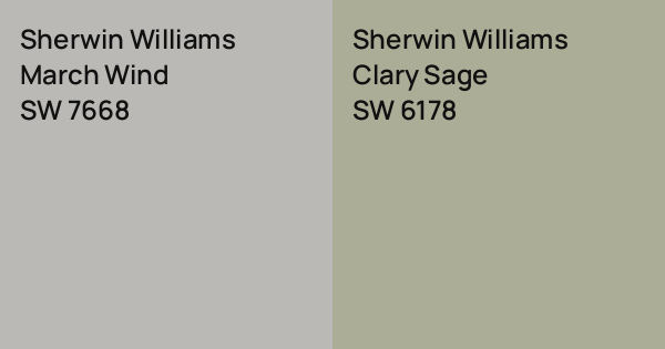 Sherwin Williams March Wind vs. Sherwin Williams Clary Sage comparison