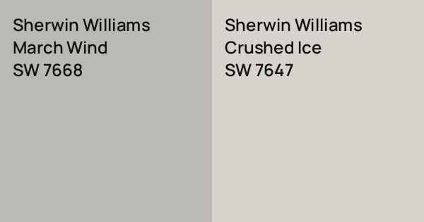 Sherwin Williams March Wind vs. Sherwin Williams Crushed Ice comparison