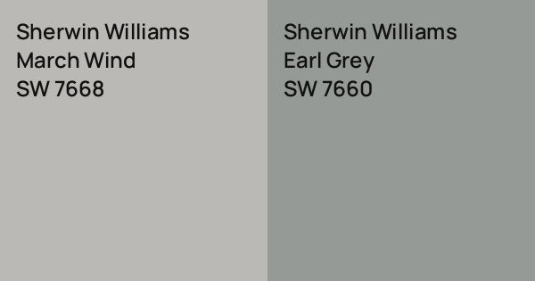 Sherwin Williams March Wind vs. Sherwin Williams Earl Grey comparison