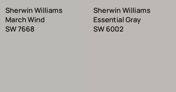 Sherwin Williams March Wind vs. Sherwin Williams Essential Gray comparison