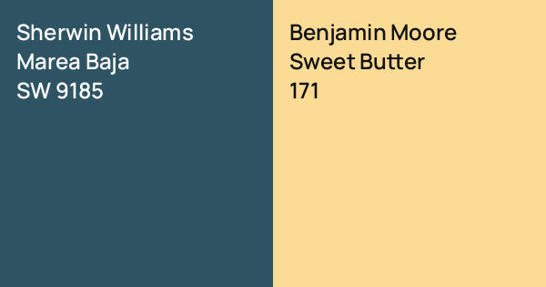 Sherwin Williams Marea Baja vs. Benjamin Moore Sweet Butter comparison