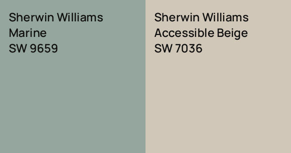Sherwin Williams Marine vs. Sherwin Williams Accessible Beige comparison